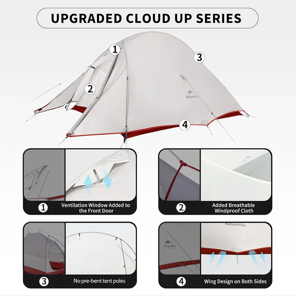 Naturehike Cloud Up Pro 2 Backpacking Tent | Ultralight 3-Season 2-Person Tent | Backwoods ...